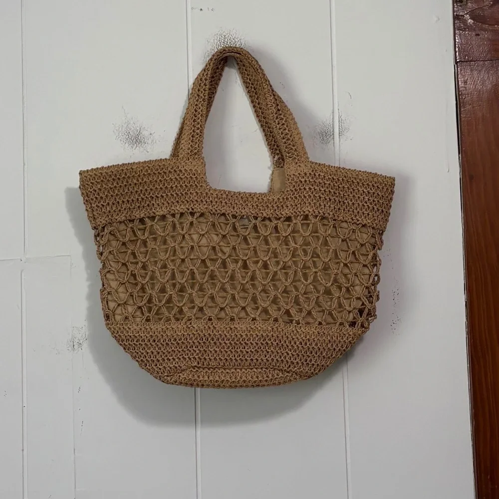 Cee Klein New York | Bags | Cee Klein New York Tan Straw Crochet Tote ...